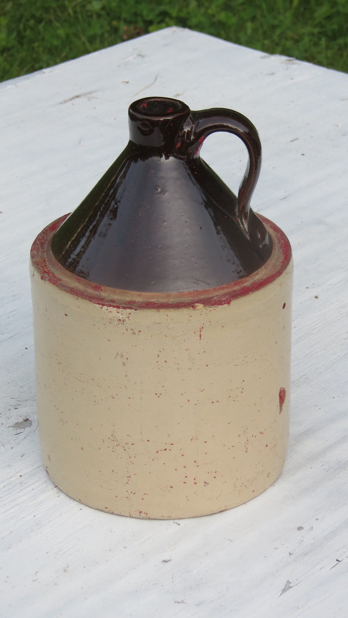 Antique Stoneware Whiskey Jug Primitive Country Farmhouse Decor Old New ...