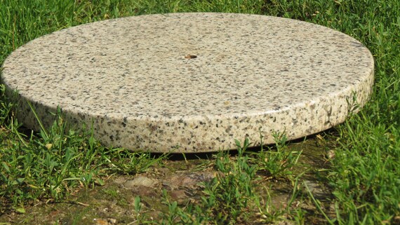 Round Thick Heavy Vintage Drilled Granite Base - Etsy