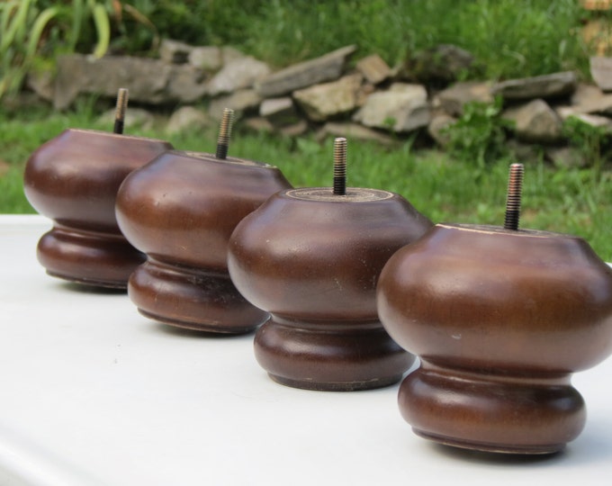 Set of Four Wooden Bun Feet - Etsy