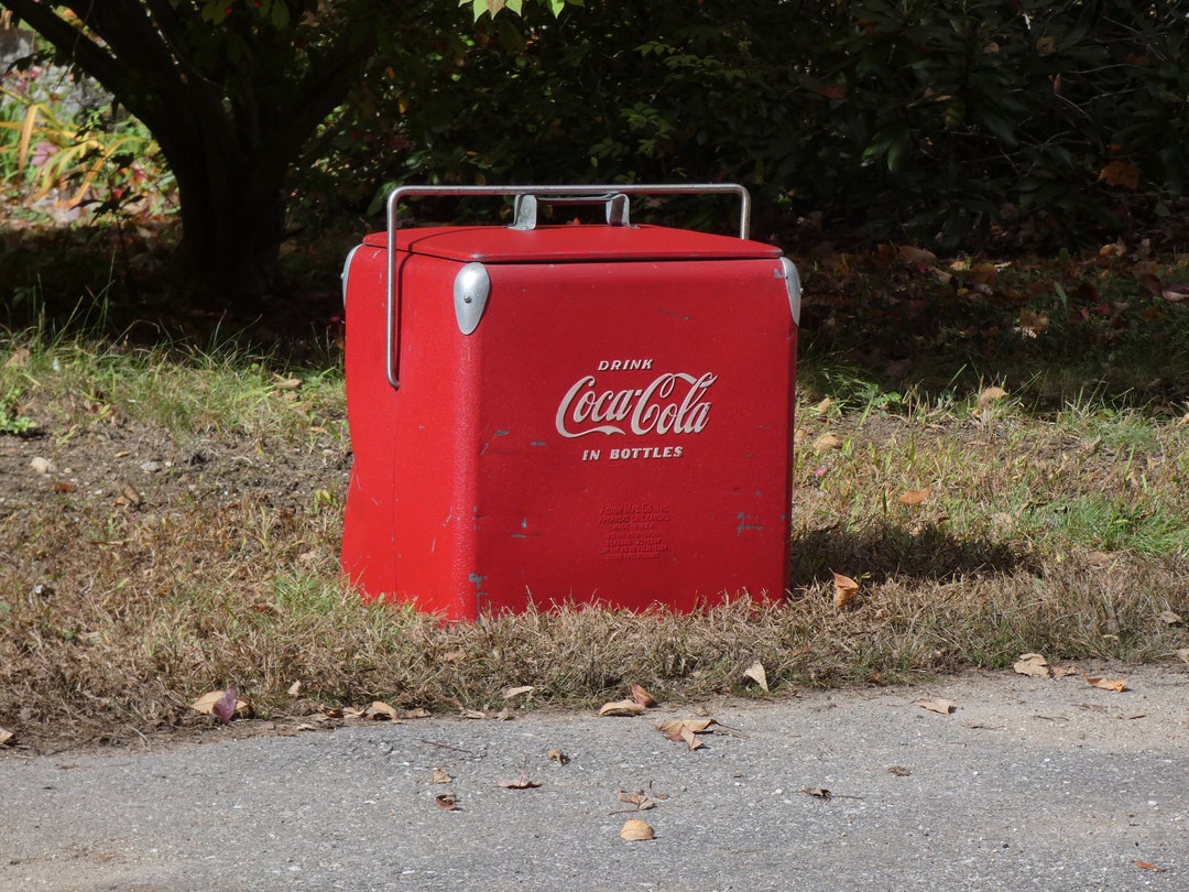 Sensational Vintage Red Metal Coca Cola Cooler Amazing New England Barn ...