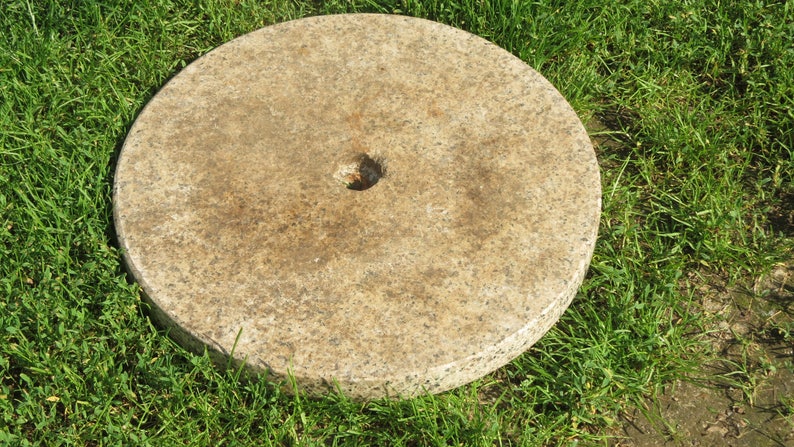 Round Thick Heavy Vintage Drilled Granite Base | Etsy