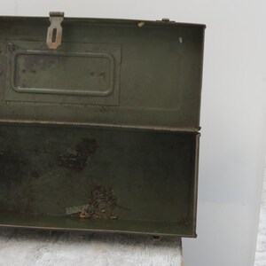 Vintage Green Metal Tool Box With Leather Handle and Amazing - Etsy