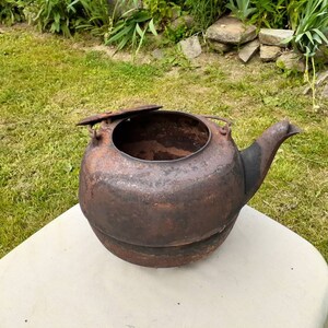 Antique Rusty Cast Iron Tea Kettle Salvaged Repurposed Recycled ...