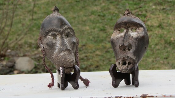 Pair of Small African Wooden Carved Masks - Etsy