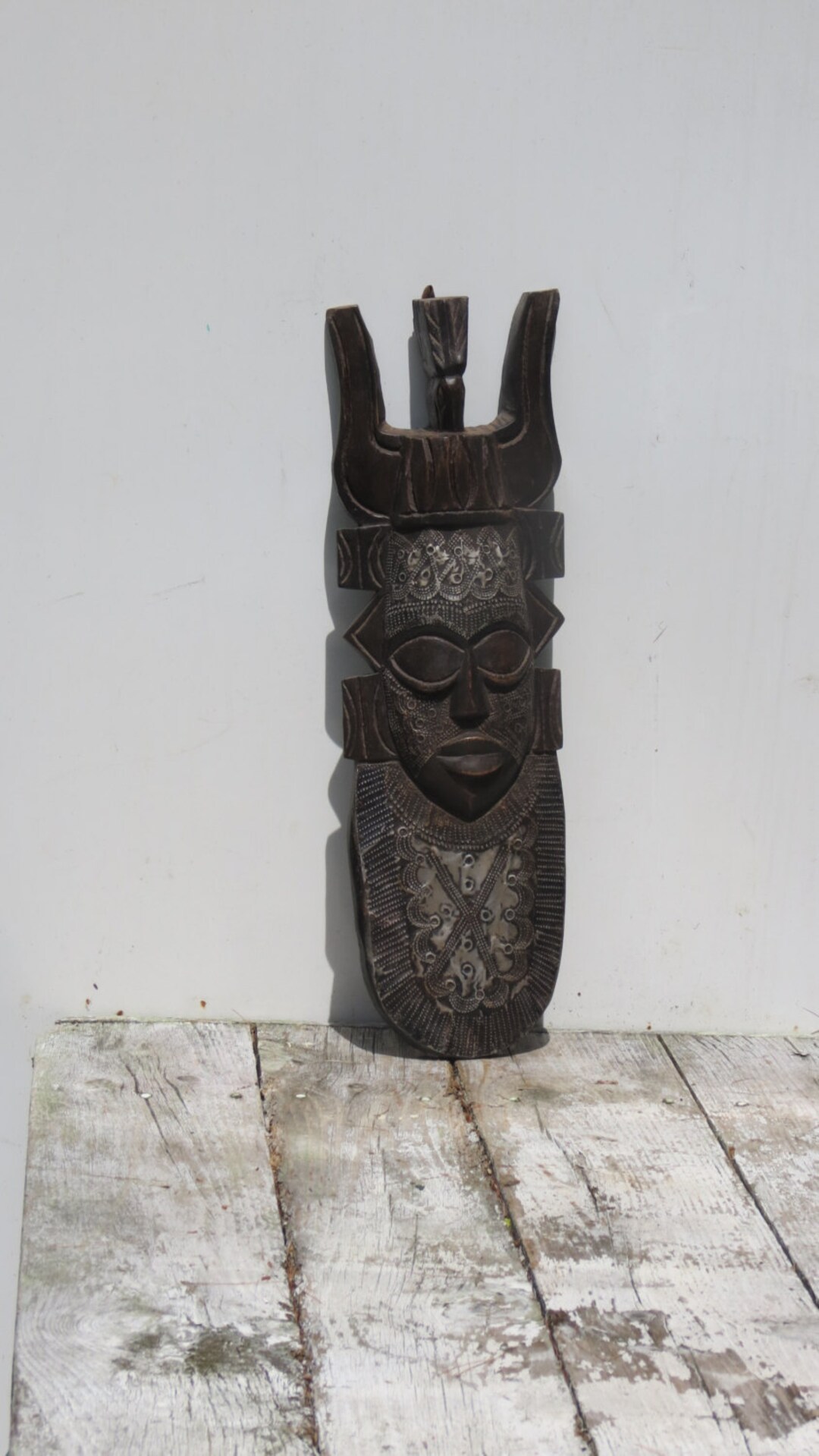 Authentic African Carved Wood and Tin Plated Mask Sweet Tribal Decor - Etsy