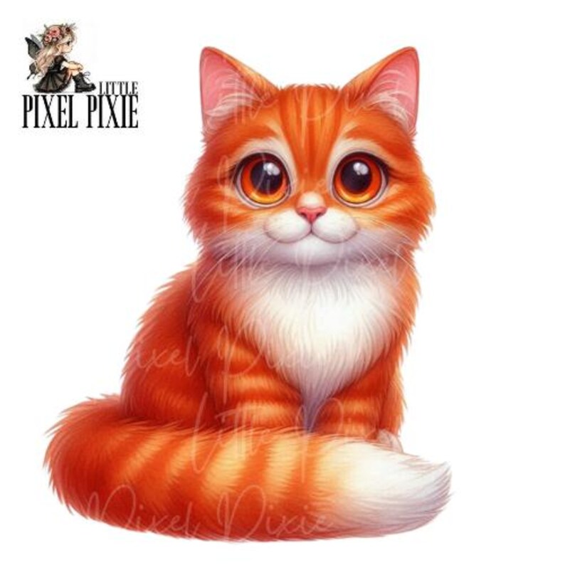 5 Cute Orange Cats Clipart, Printable Watercolor Clipart, High Quality ...