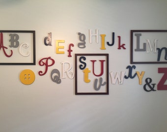 Wooden Alphabet Set Mixed Alphabet Letters Unfinished Wood | Etsy