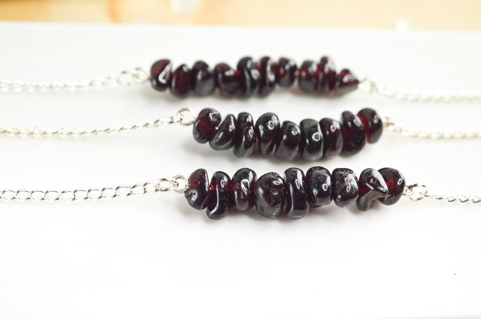 Silver Raw Stone Bar Bracelet Dark Red Garnet Polished Stone - Etsy