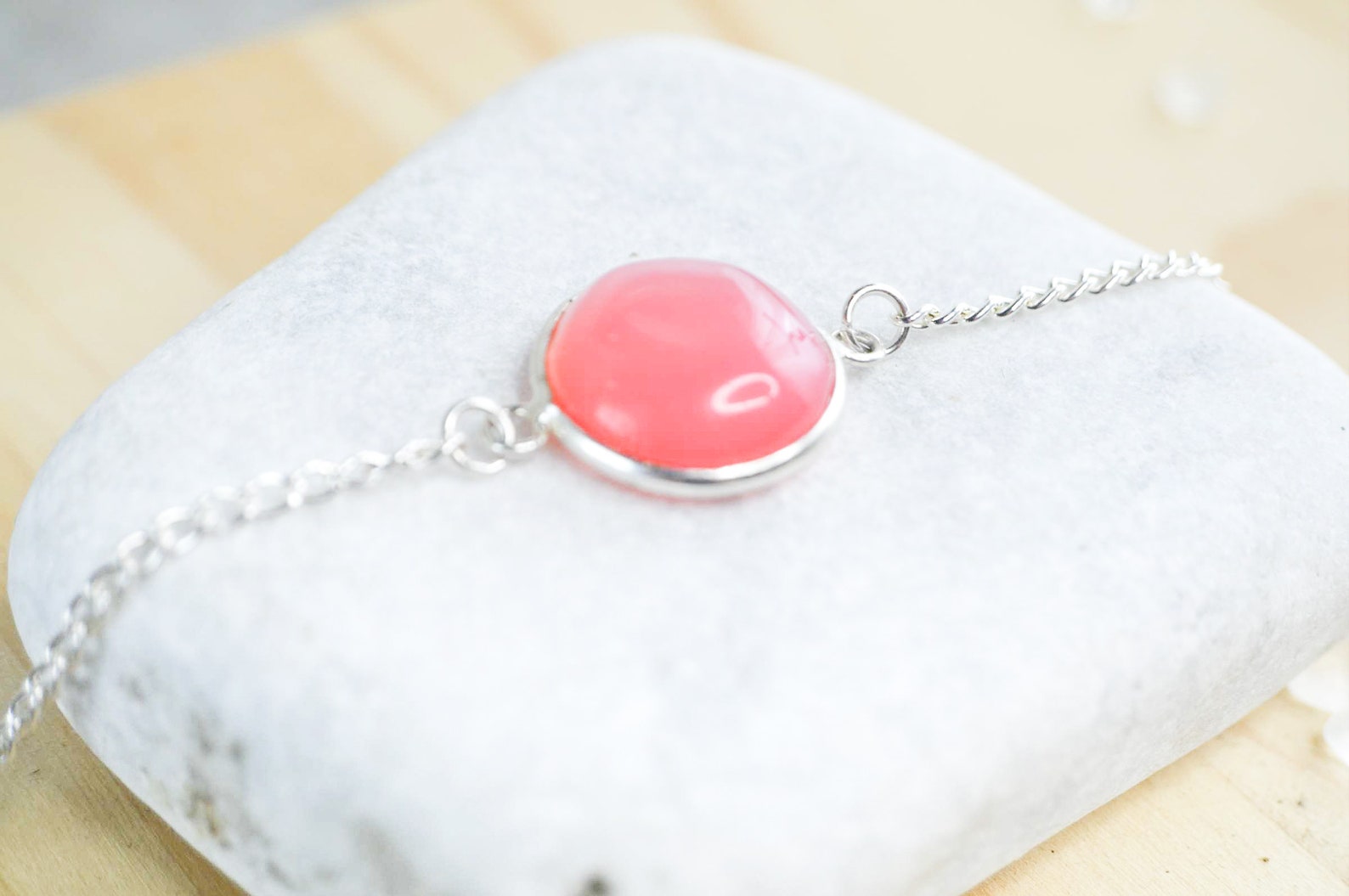 Pink Watermelon Agate Bracelet Women's Stackable - Etsy