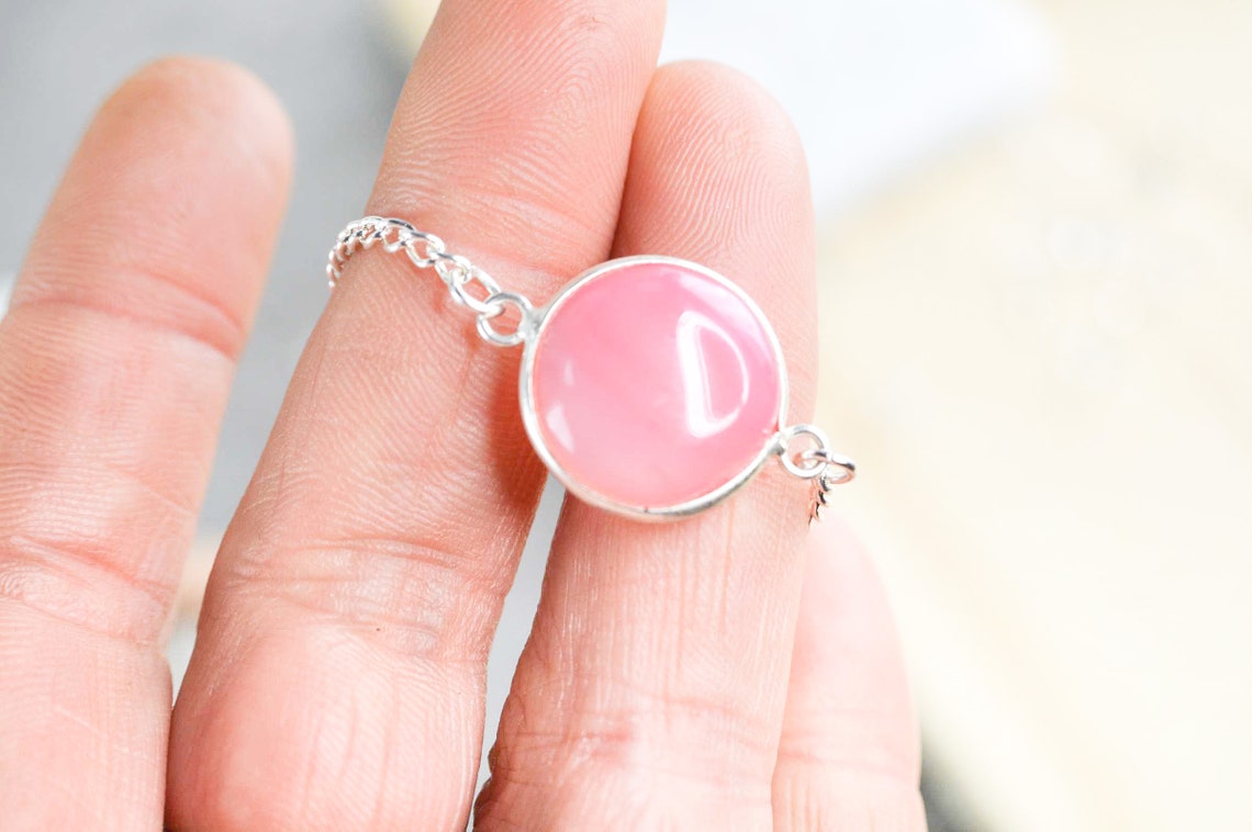 Pink Watermelon Agate Bracelet Women's Stackable - Etsy