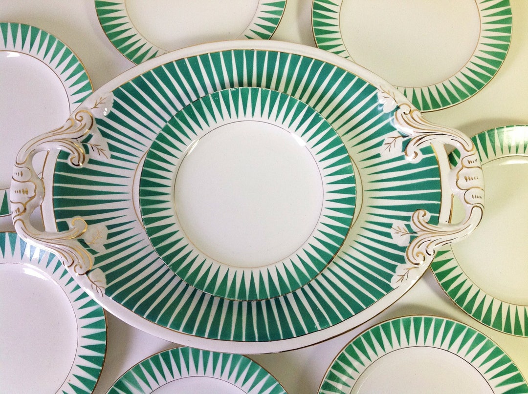Belgian NIMY LES MONS Fine Art Deco Porcelain Cake Set - Etsy