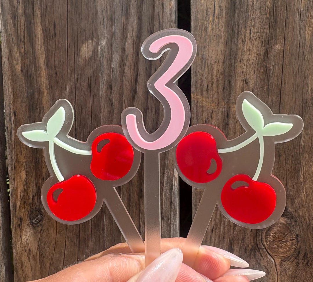 Cherry Cupcake Toppers/ Cherry Acrylic Toppers/ Cupcake Topper Set Only ...