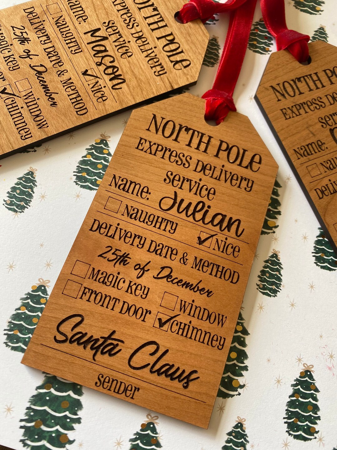 Personalized Wooden Santa Gift Tags - Etsy