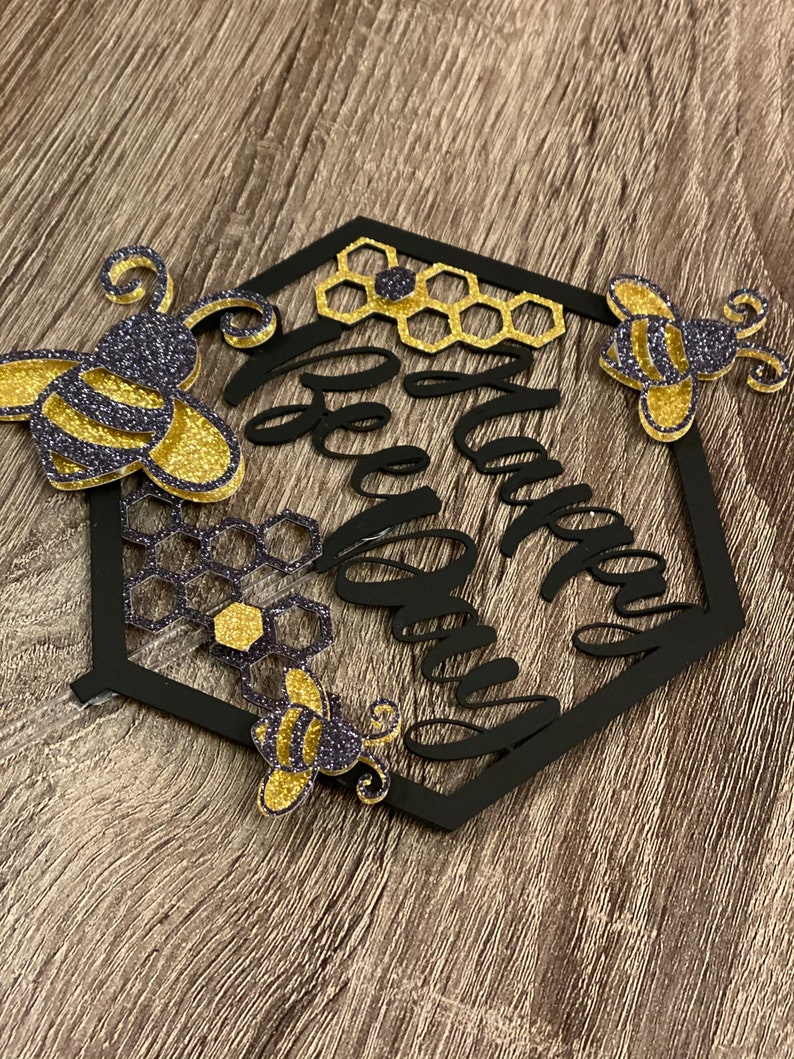 Bee Themed Cake Topper/ Bee Day Party/ Beeday Cake Topper - Etsy