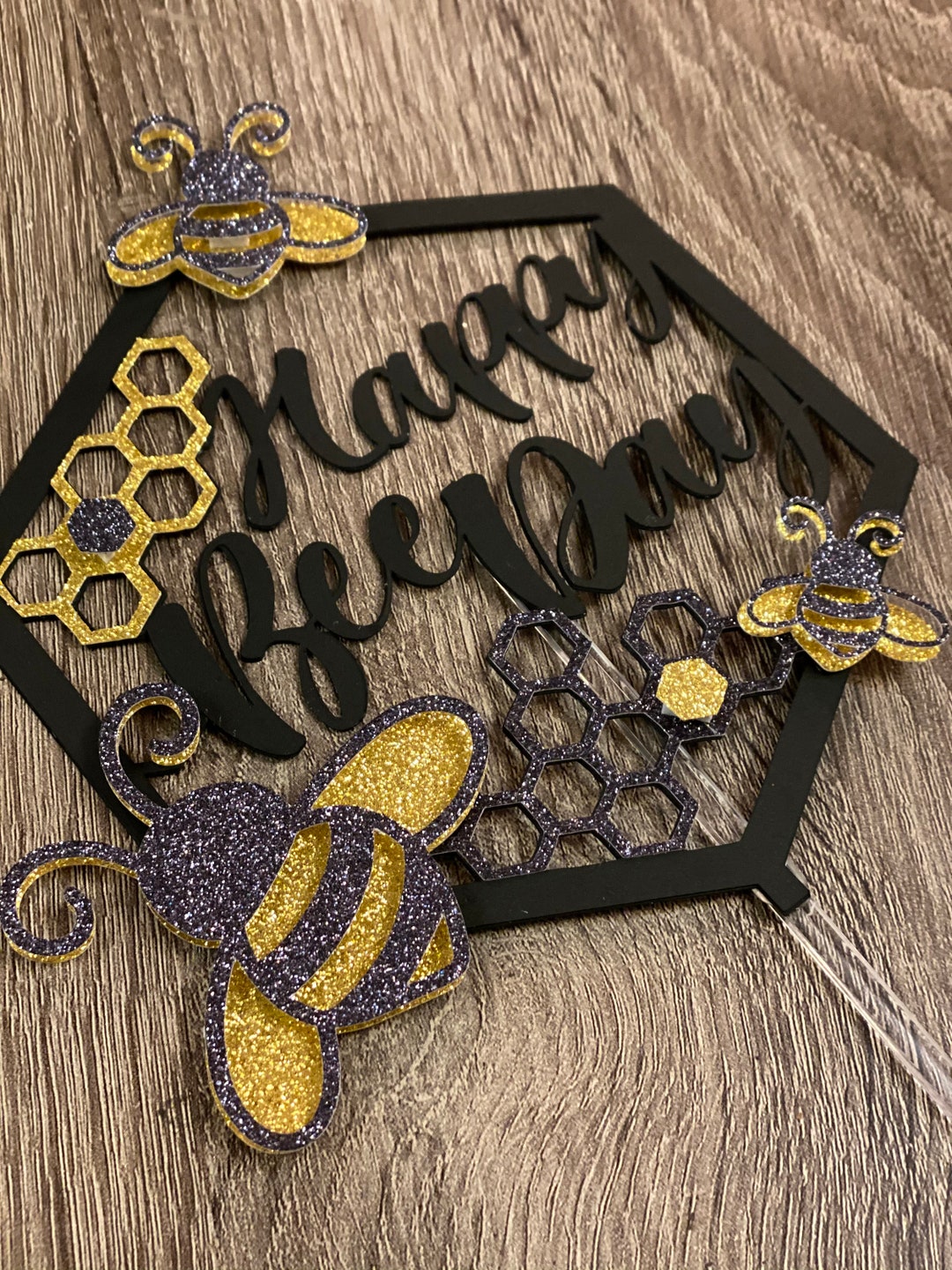 Bee Themed Cake Topper/ Bee Day Party/ Beeday Cake Topper - Etsy