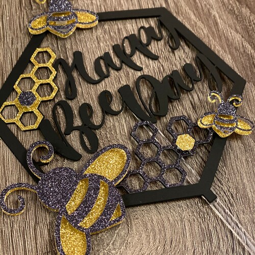 Bee Themed Cake Topper/ Bee Day Party/ Beeday Cake Topper - Etsy