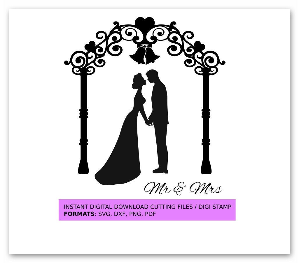 Mr and Mrs Silhouette, Happy Couple, Wedding, Married, Bride & Groom ...