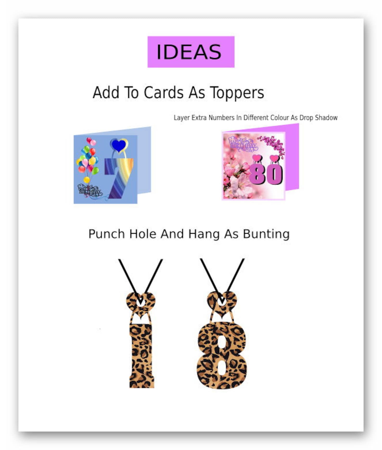 Hanging Numbers 1,2,3,4,5,6,7,8,9,0 With Attached Hearts. Digital ...