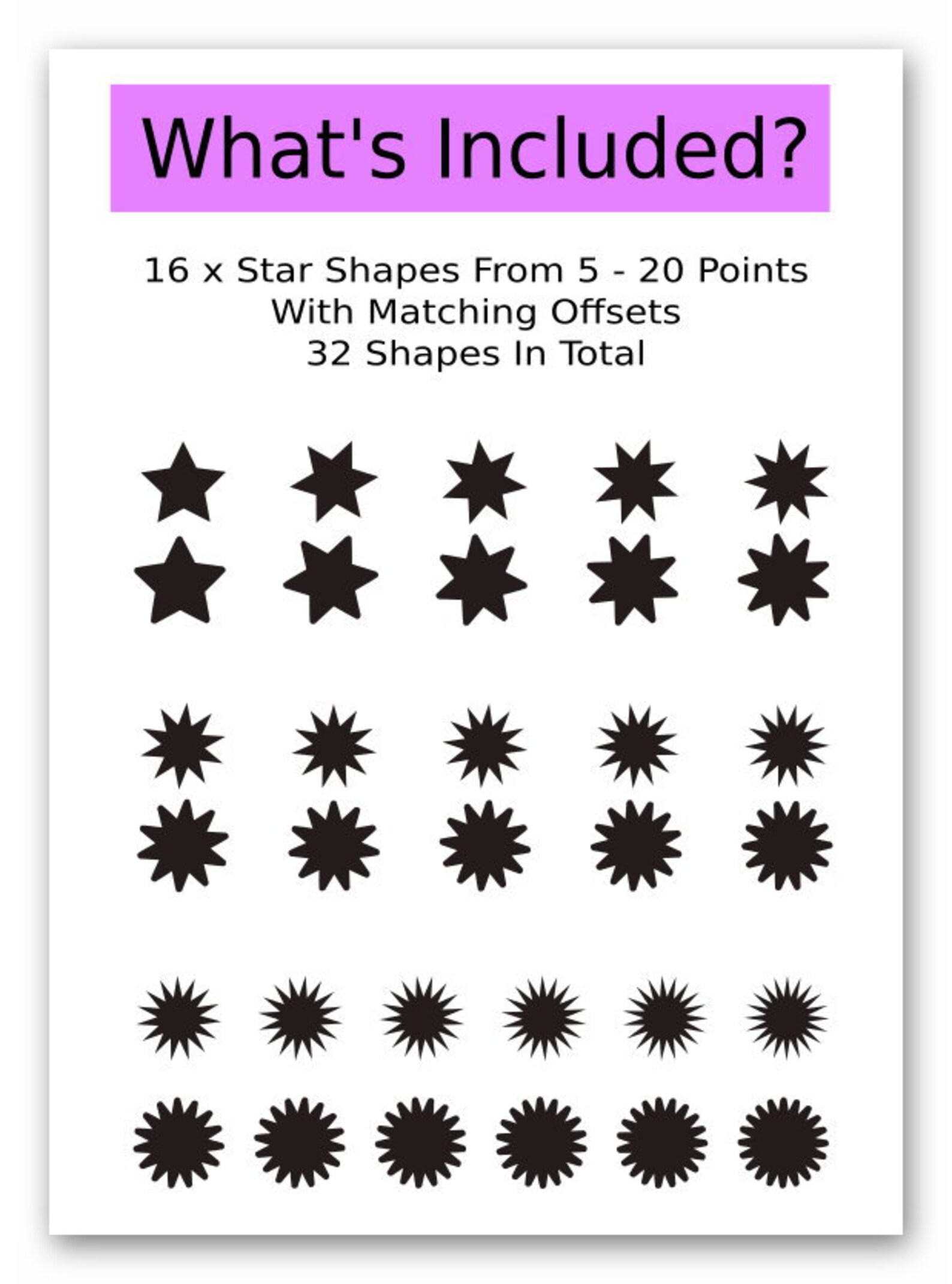 16 Different Star Shapes With Matching Offsets for Layering. 32 Shapes ...