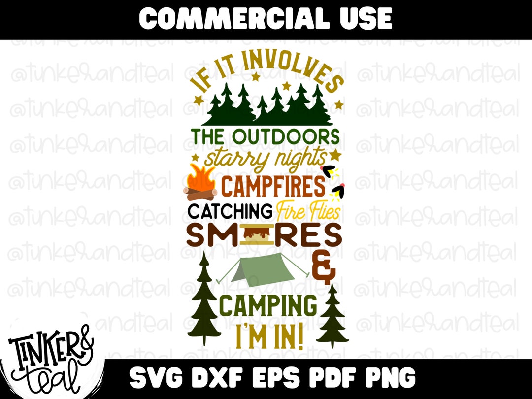 Camping SVG Cut Files for Cricut - Tent & Outdoors Designs, Summer ...