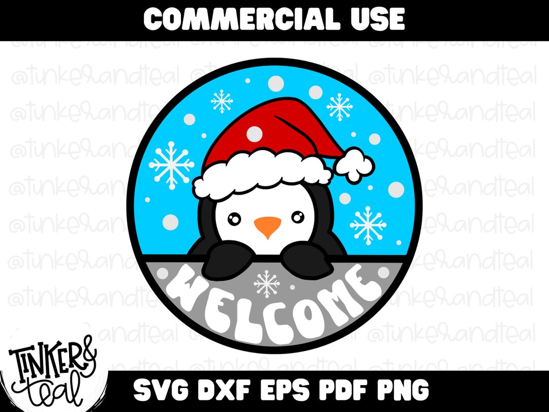 Welcome Winter SVG, Penguin Door Hanger Svg, Christmas SVG, Penguin ...