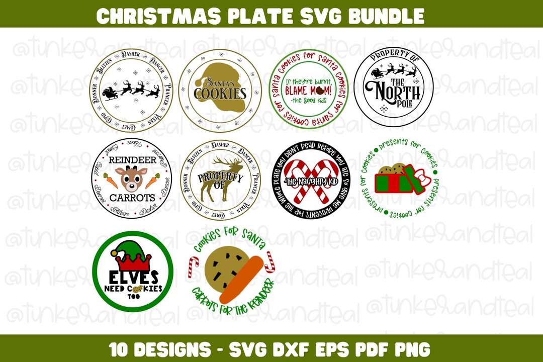 Christmas Plate SVG Bundle | Santa Cookie Plate SVG | Reindeer Treats ...