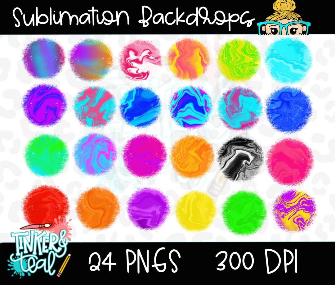 Multi Color Sublimation Background Bundle of 24 PNG Print File for ...
