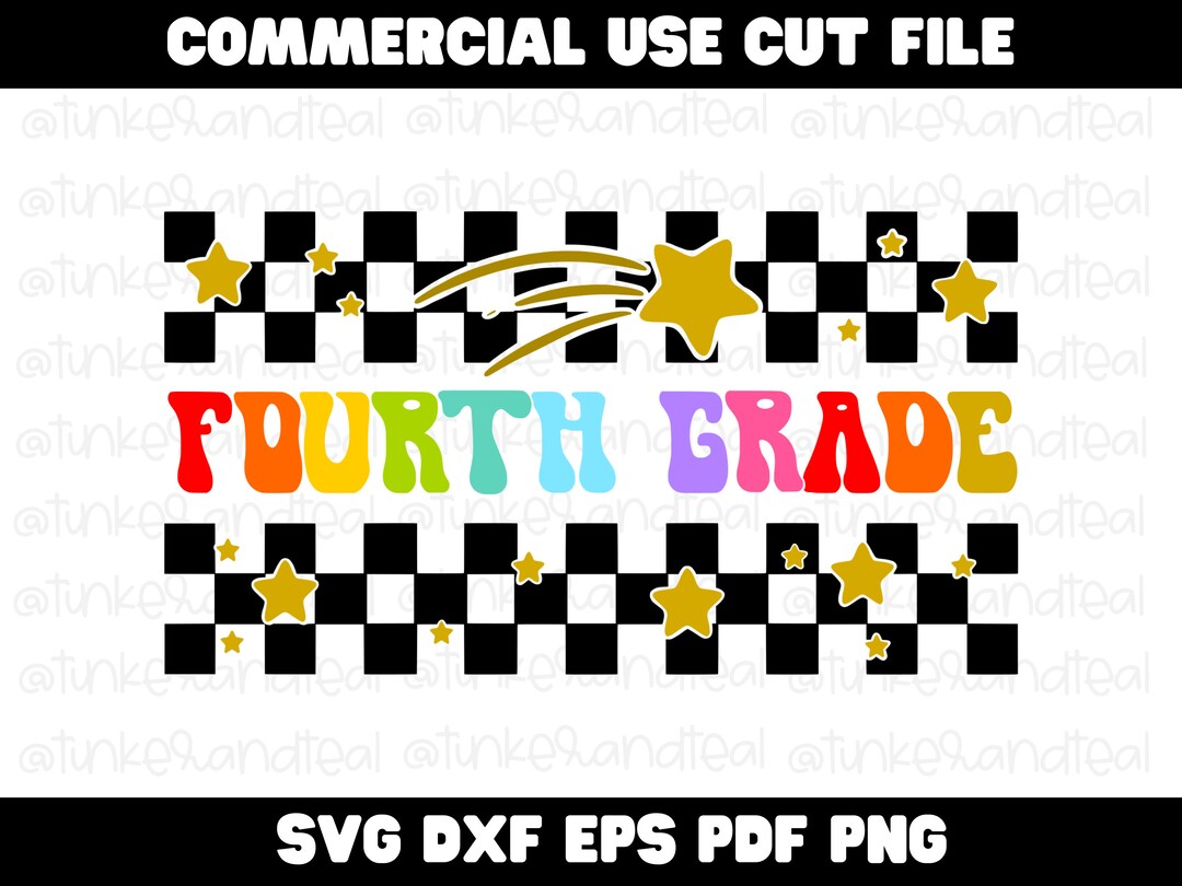 Retro Checkered Back to School Svg Fourth Grade Cut File - Etsy
