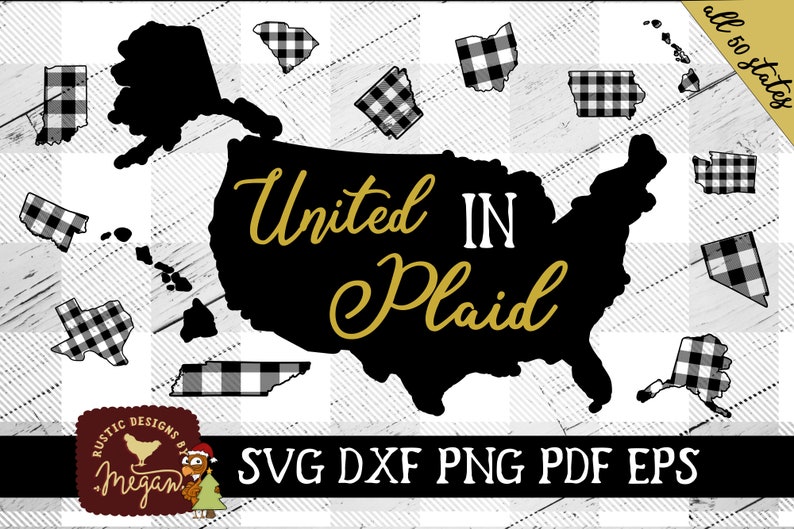 Buffalo Plaid Farmhouse SVG State bundle | Etsy