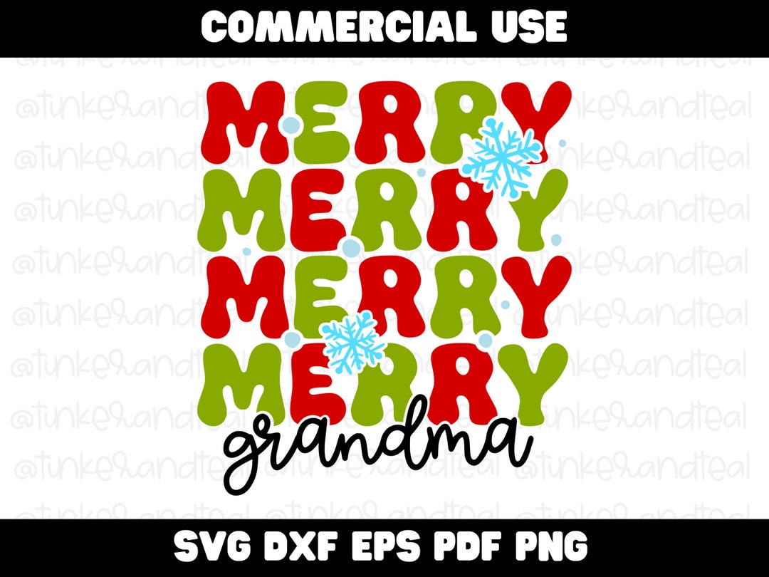 Retro Merry Grandma SVG, Retro Christmas Svg, Grandma Svg, Christmas ...