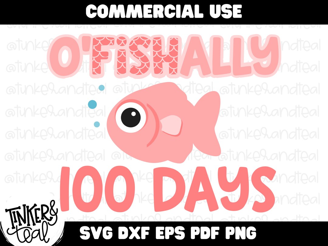 O'fish-ally 100 Days of School SVG Kids Shirt SVG Teacher Gifts Teacher ...