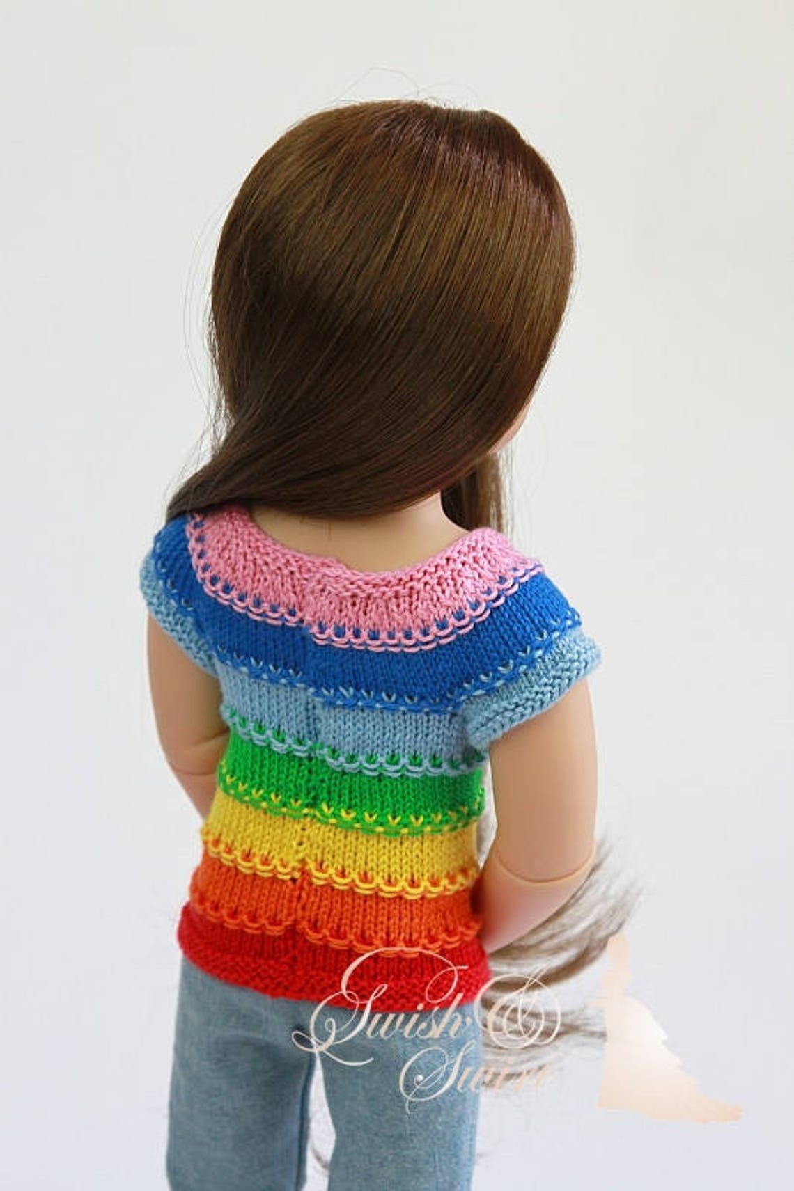 PDF Knitting Pattern #SS2016-K07. Rainbow Top for 16-inch Dolls Like A ...