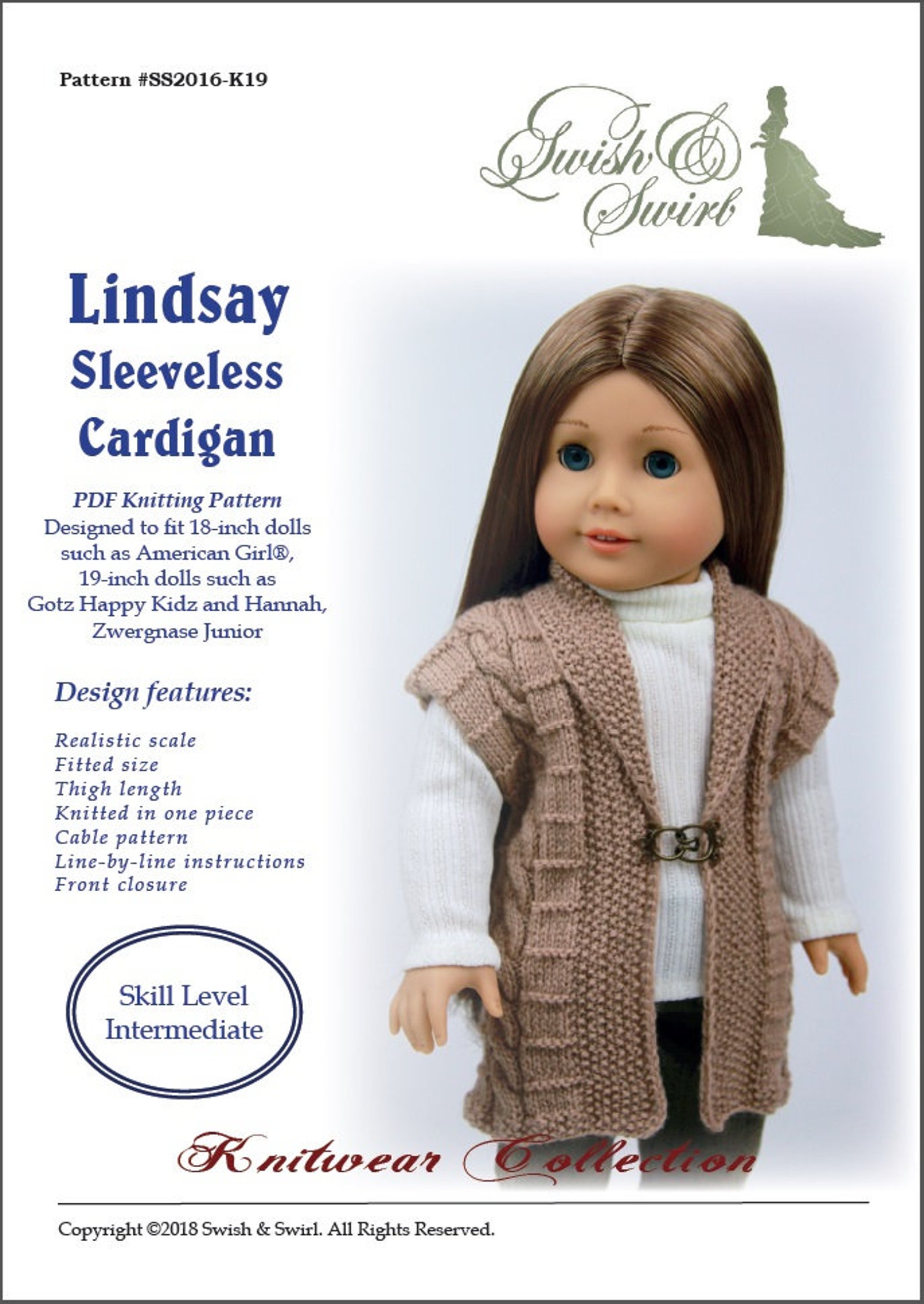 PDF Knitting Pattern #SS2016-K19. Lindsay Sleeveless Cardigan for ...