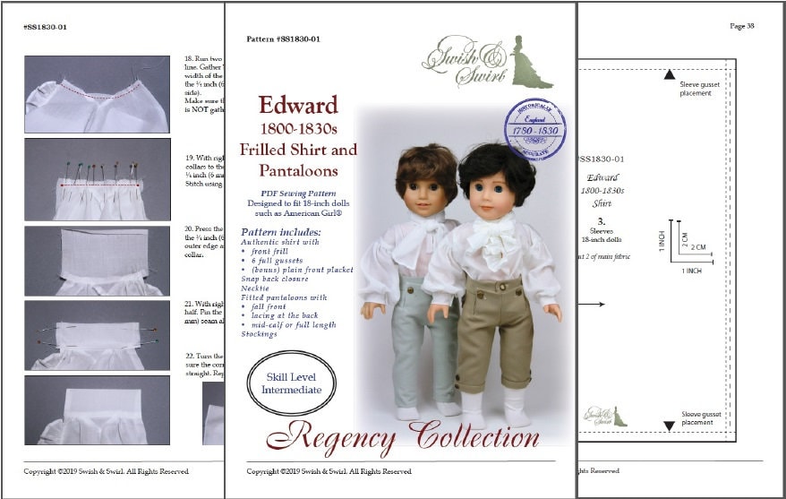 PDF Pattern #SS1830-01. Edward 1800-1830s Frilled Shirt and Pantaloons ...