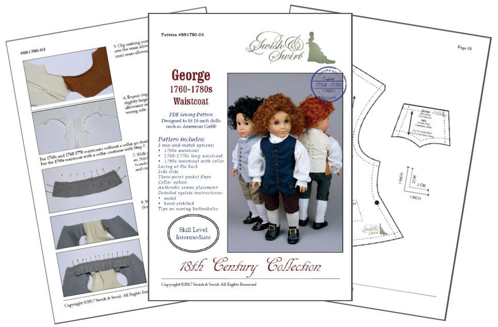 PDF Pattern SS1780-04. George 1760-1780s Waistcoat for - Etsy UK
