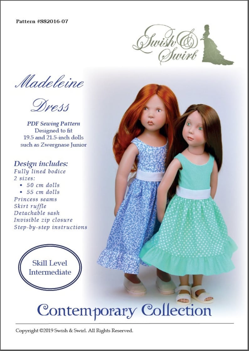 PDF Pattern SS2016-07. Madeleine Dress for 19.5 and 21.5 Inch - Etsy