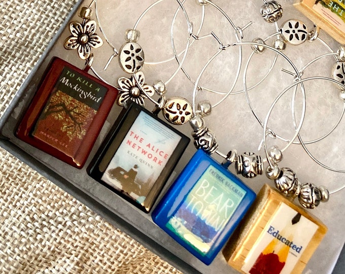 Book Club Book Cover Wine Charms Your Choice of Books - Etsy