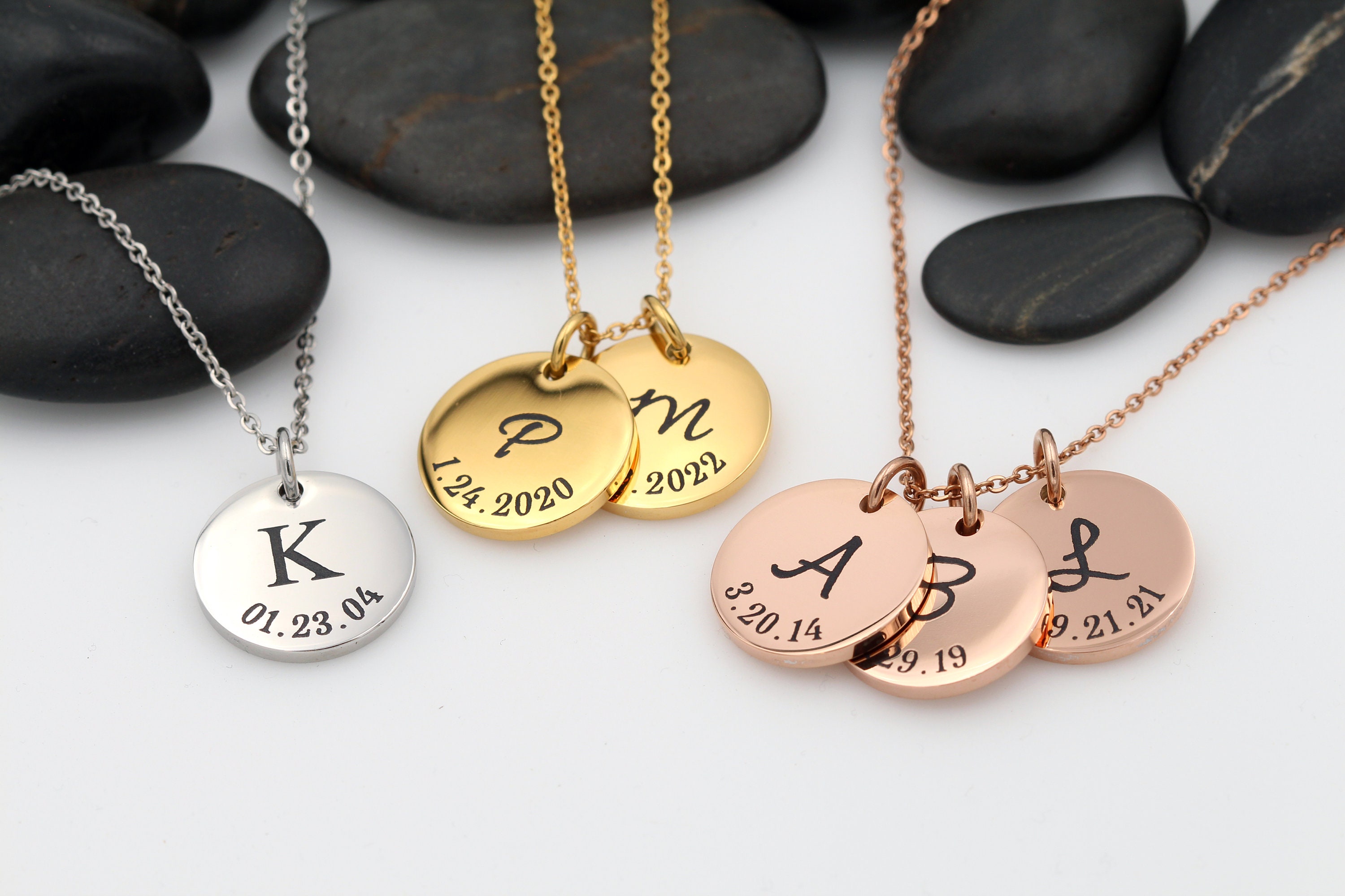 Personalised initial and date necklace store