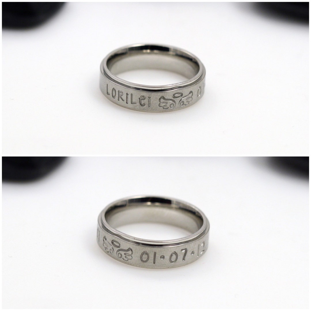 Hand Stamped 6mm *matte Finish* Stainless Steel Angel Baby Name and ...