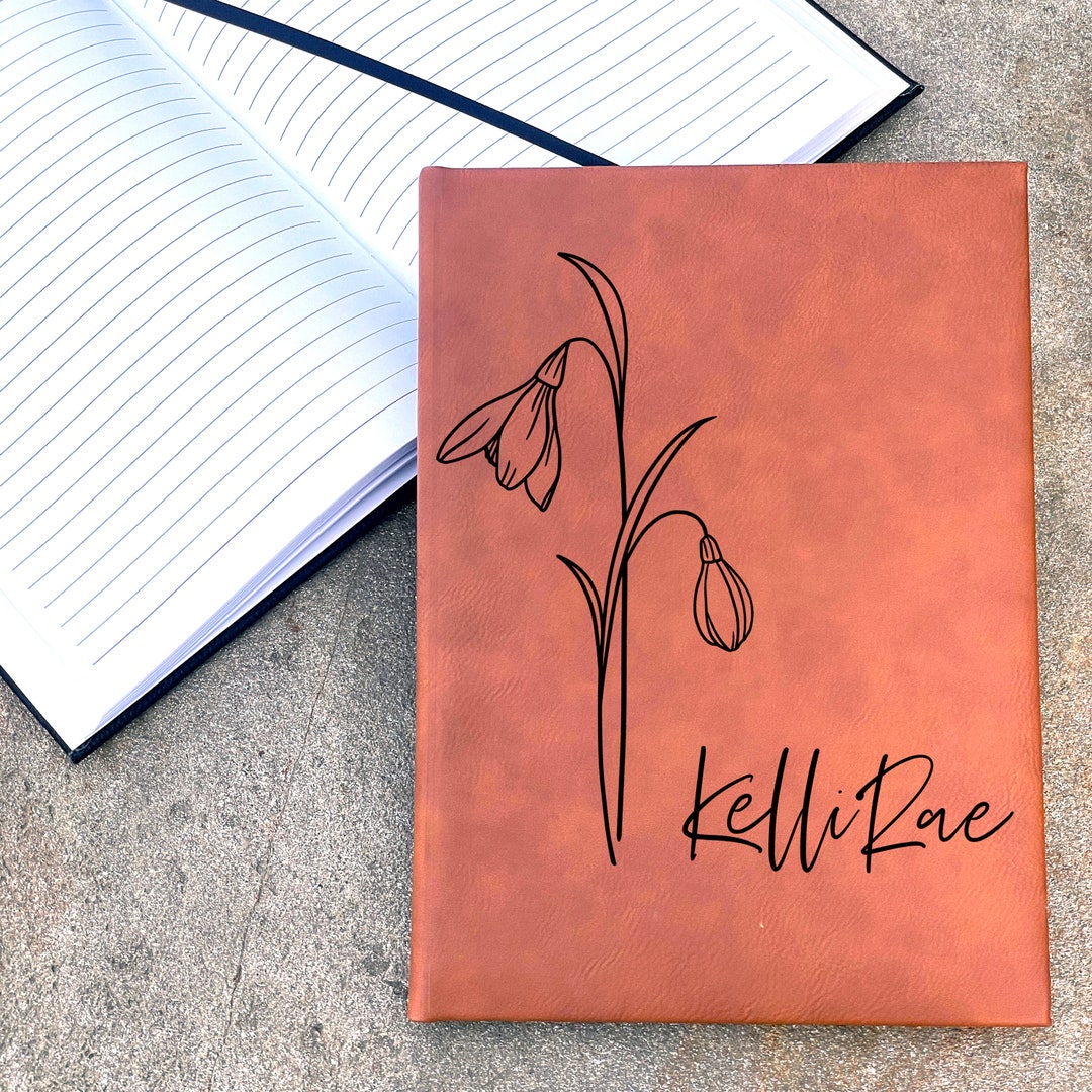 Personalized Birth Flower NAME Journal Notebook | Engraved Birth Month ...