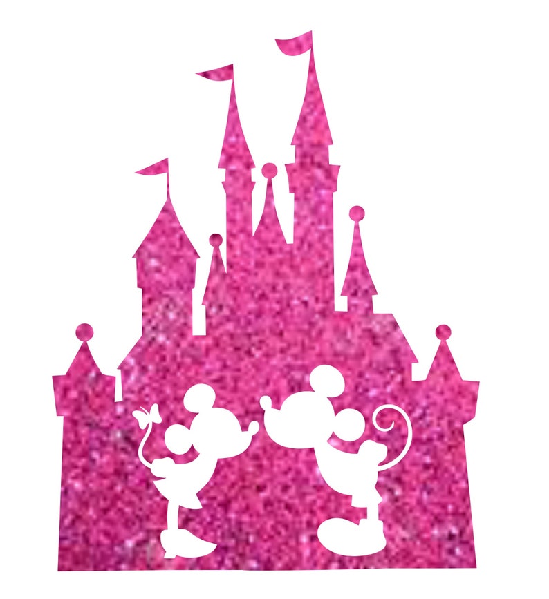 Disney Castle Glitter Mickey And Minnie Vinyl Iron On T Shirt Etsy