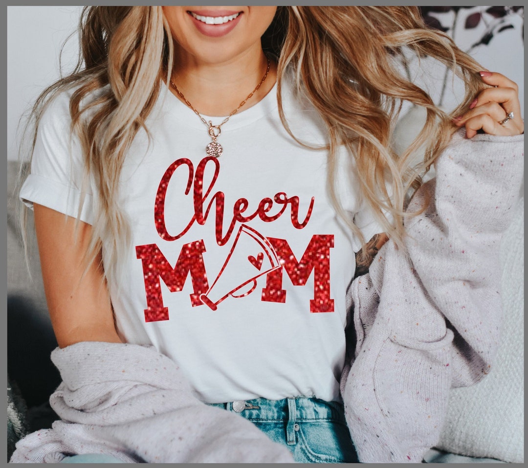 Cheer Mom Glitter Iron-on Transfer Cheerleader Mom Easy DIY Shirt ...