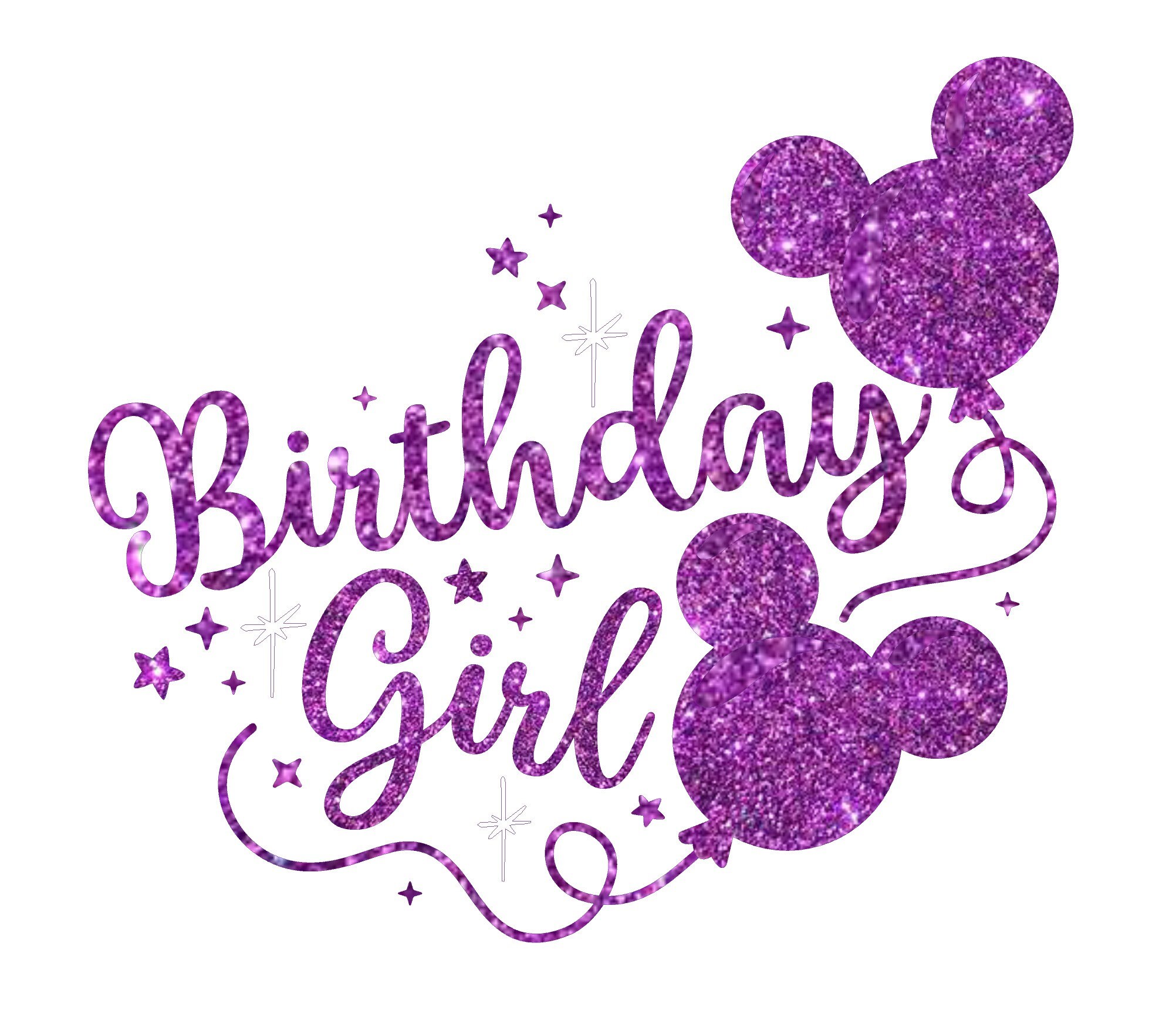 Disney Glitter Birthday Girl Glitter Vinyl Iron on T-shirt | Etsy