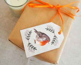 Cute Snow Foxes and Robin Hand Painted Christmas Gift Tags Set of 3 or ...