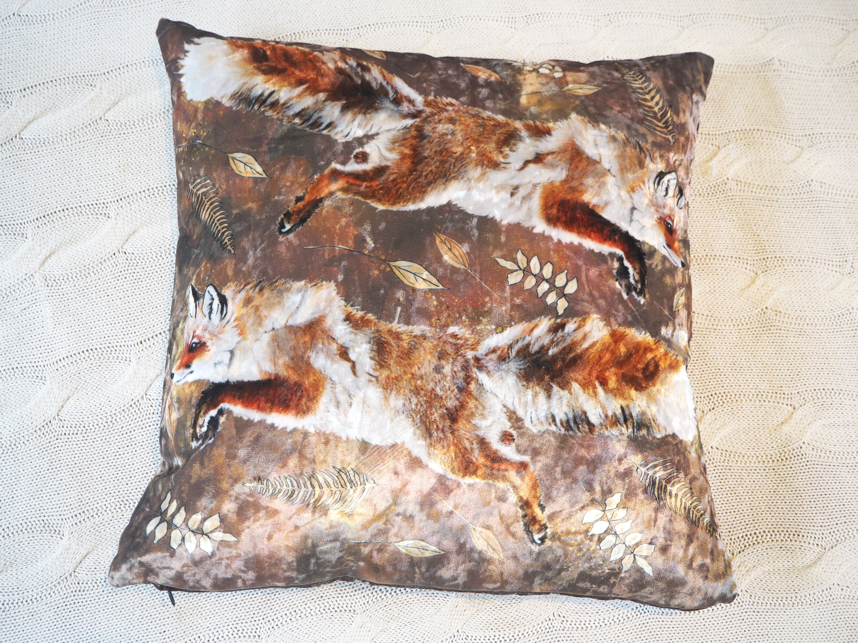 Foxes Velvet Cushion Cover, Fox Pillow - Etsy UK