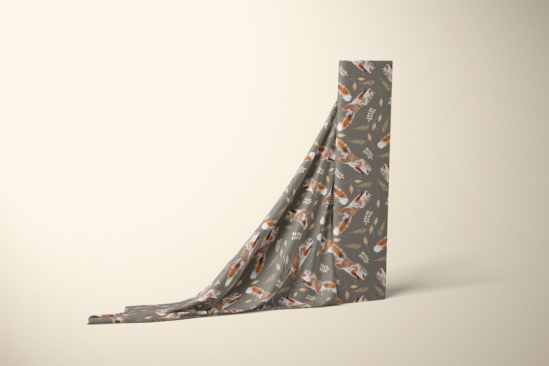 Leaping Foxes Cotton Twill Fabric - Etsy