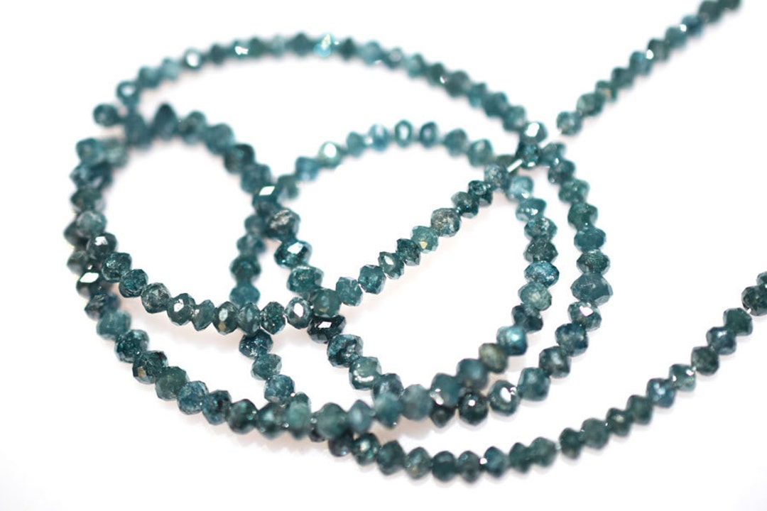 30 Ct Spectacular RARE Green Teal Blue DIAMOND Faceted Rondelle Beads 2 ...