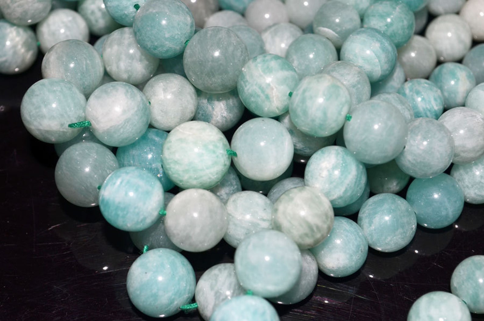 Fine Quality Natural Aqua Amazonite Smooth Round Ball Beads 6-11 Mm ...