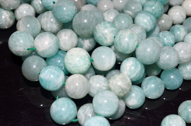 Fine Quality Natural Aqua Amazonite Smooth Round Ball Beads - Etsy
