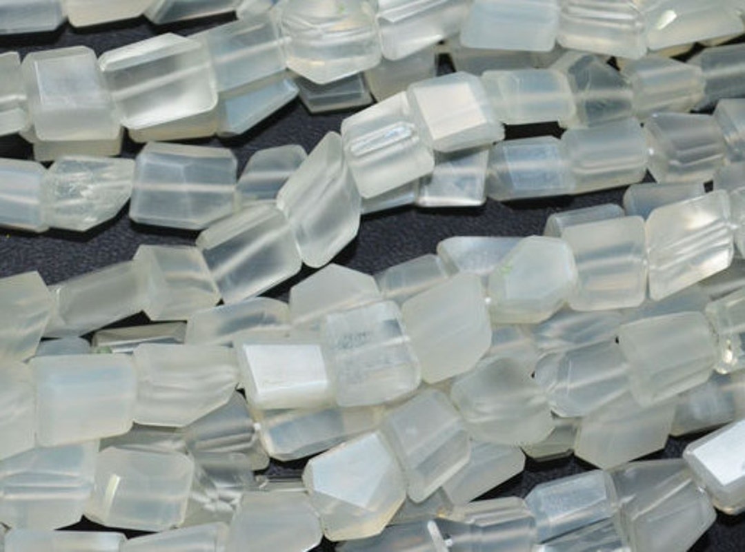 8 Inch Strand, AAA Quality, AFRICAN White Moonstone Step Cut Faceted ...